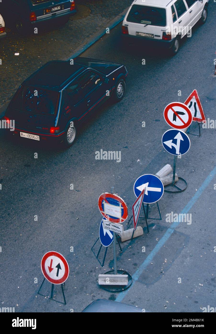 Road sign mess, Rome, Italy 1994 Stock Photo - Alamy