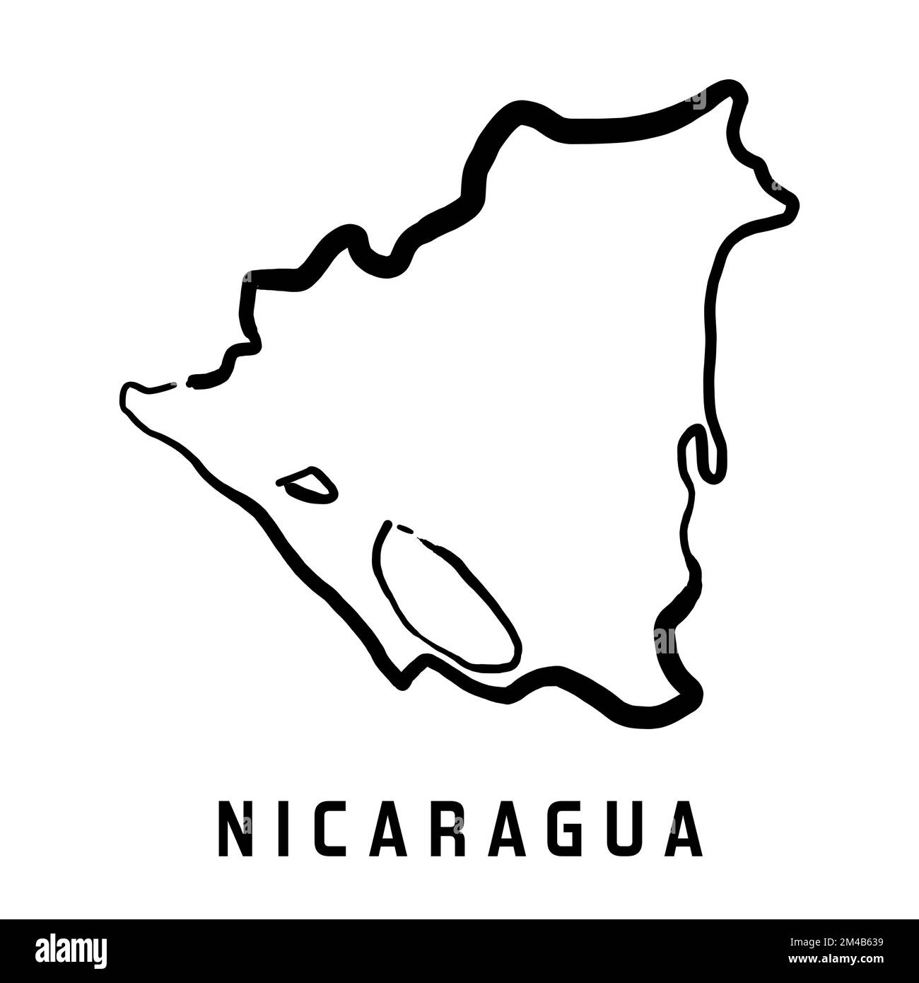 Nicaragua map simple outline. Vector hand drawn simplified style map ...