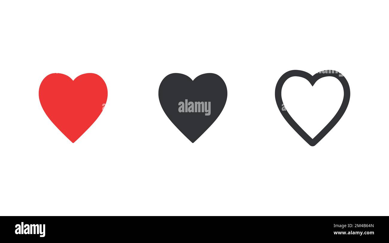Heart icon set. Vector heart shape variations. Heart symbol Stock ...