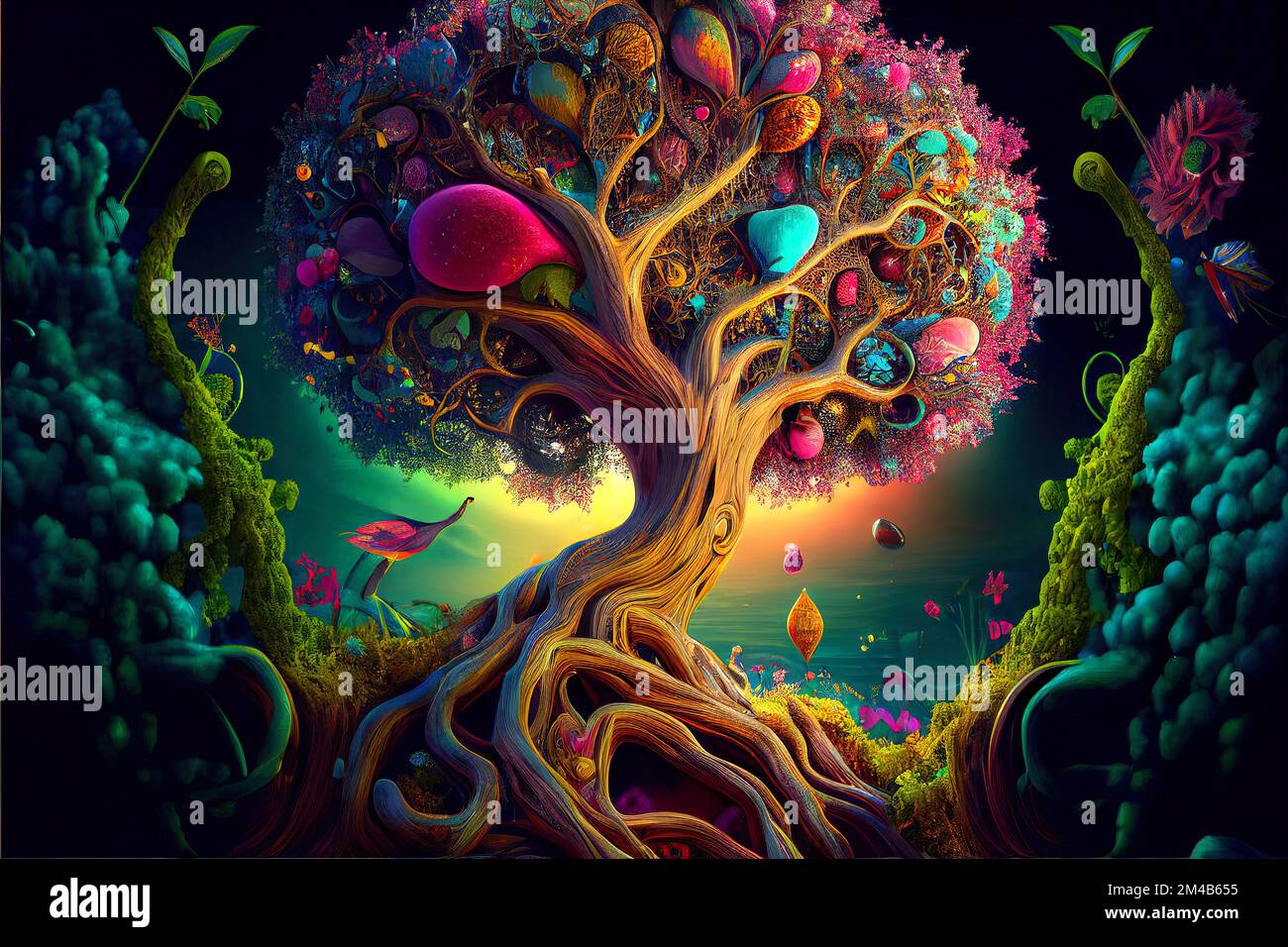 abstract tree of life and desires generating love on valentine's day ...