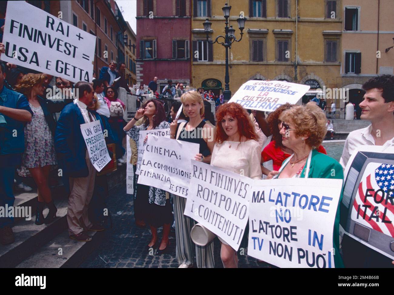 Demonstration of the Italian actors union against foreign movies at ...