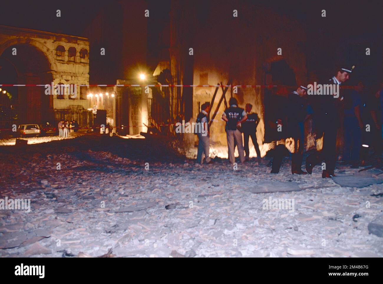 Italian police at the site of the mafia-terrorist bombing attack at St ...