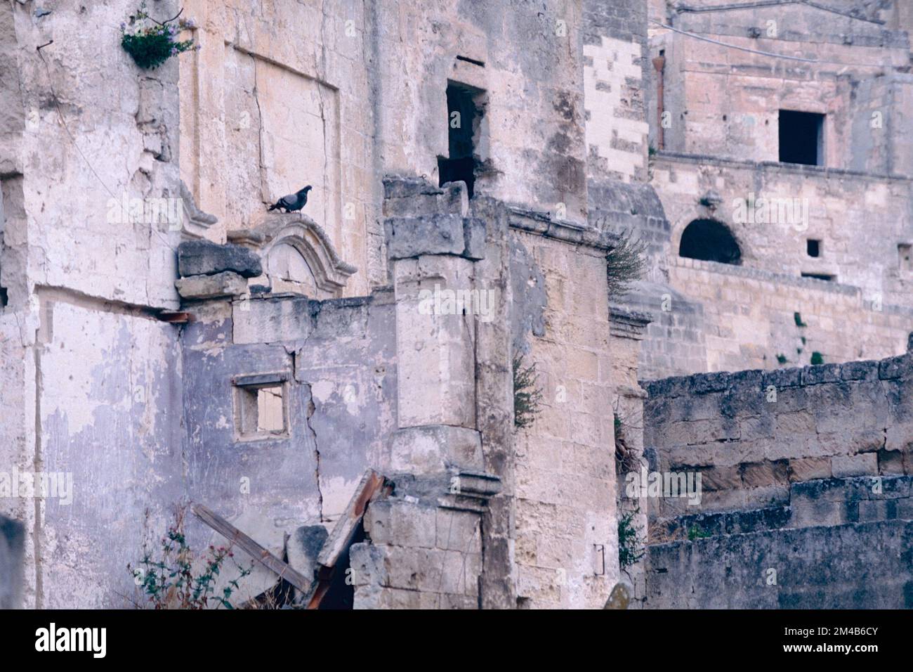 View of the Sassi, stones of Matera: Sant Antonio convent, Italy 1994 ...