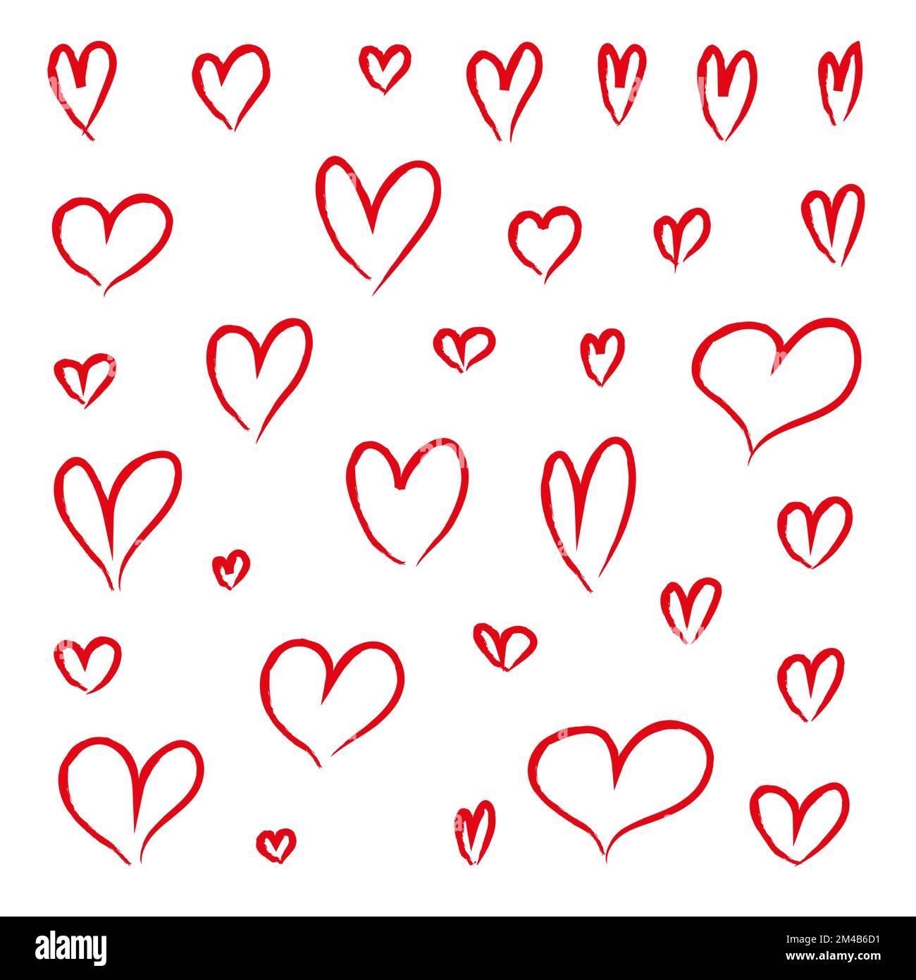 Hand painted vector heart collection. Heart shape set. Funky, artsy ...