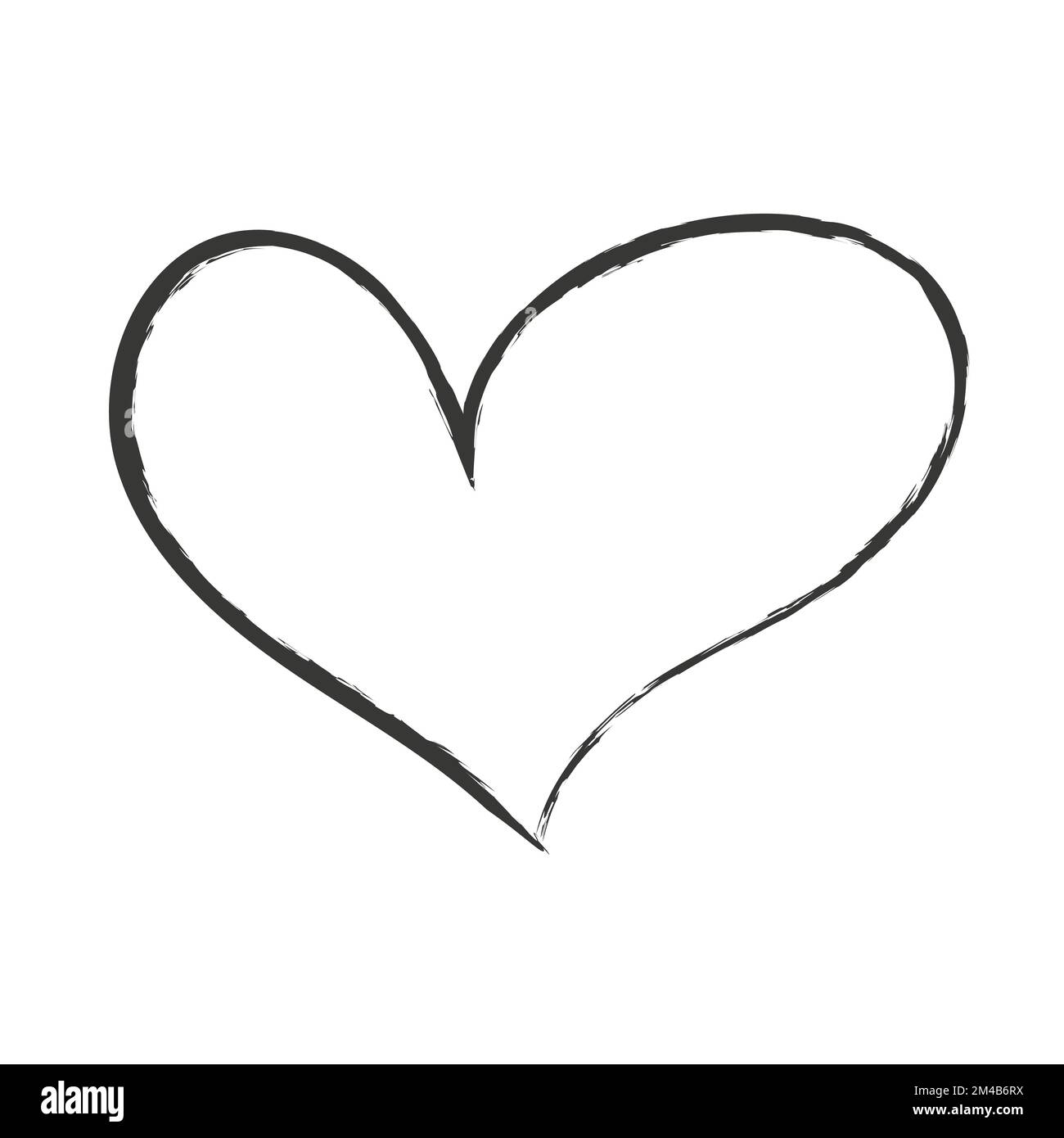Hand painted heart. Vector black heart symbol. Cute ink heart shape ...