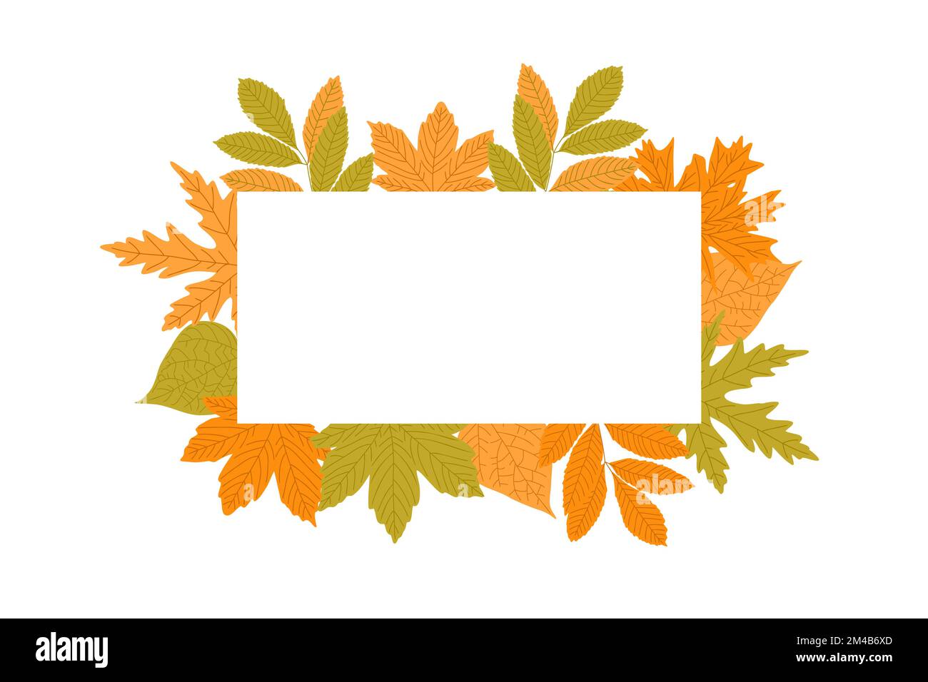 Rectangular blank autumn forest foliage frame with space for text ...
