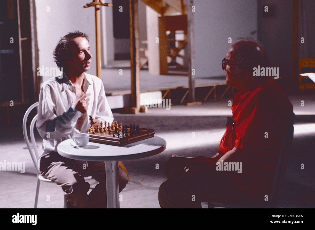 Italian actor Roberto Benigni and film director Federico Fellini, Italy ...