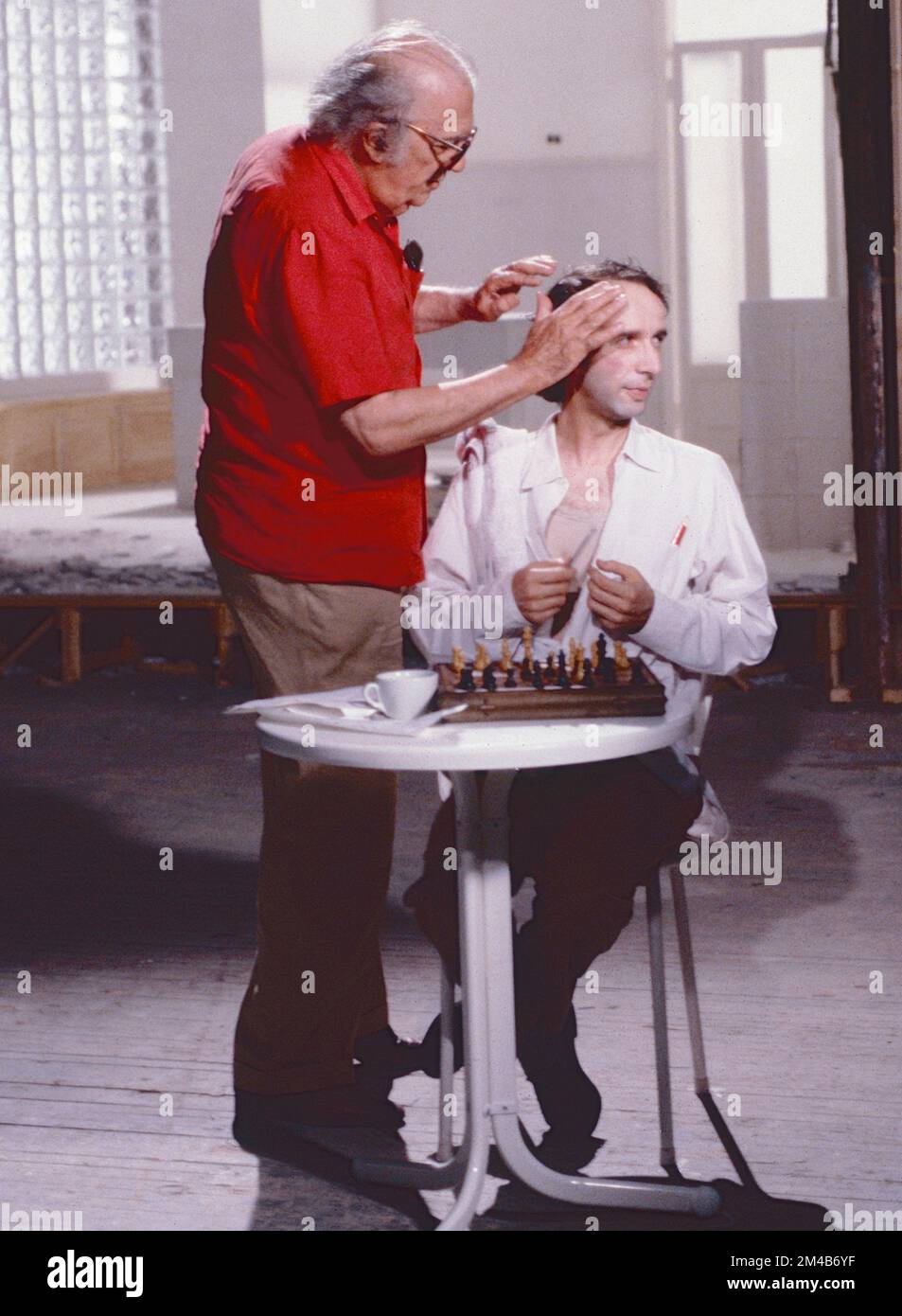 Italian actor Roberto Benigni and film director Federico Fellini, Italy ...