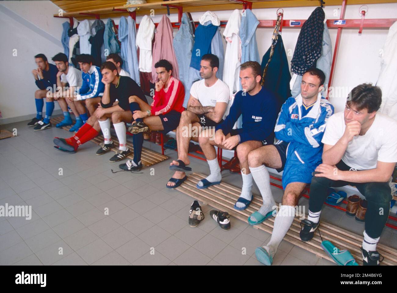 AS Astrea prison police football team in the locker room, Rome, 1994 ...