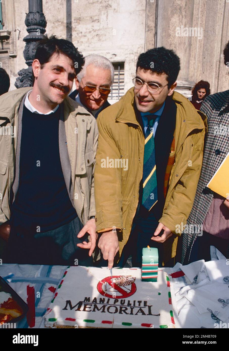 Italian Green Party celebrating the first anniversary of Mani Pulite ...