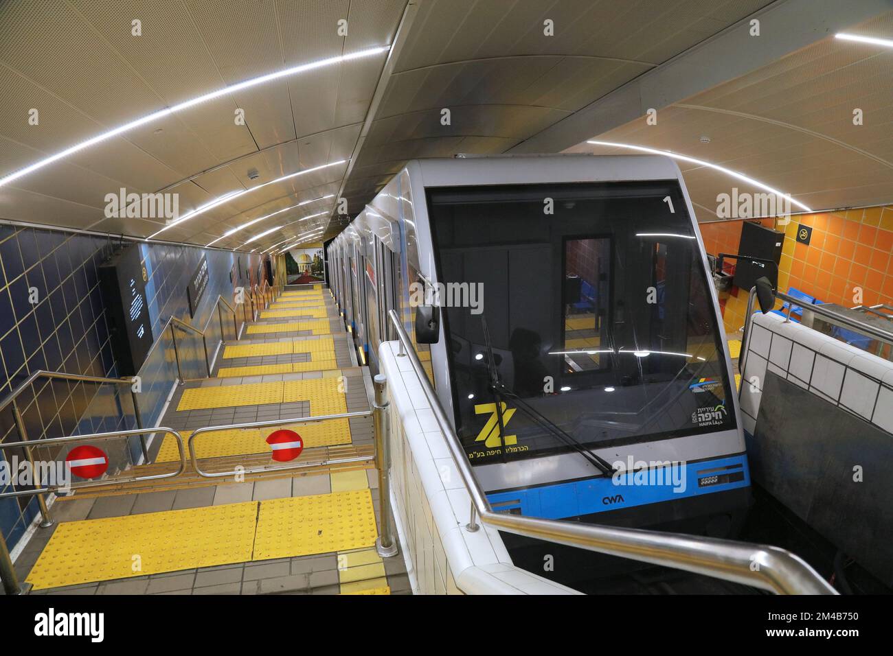 HAIFA, ISRAEL - OCTOBER 31, 2022: Carmelit underground funicular ...