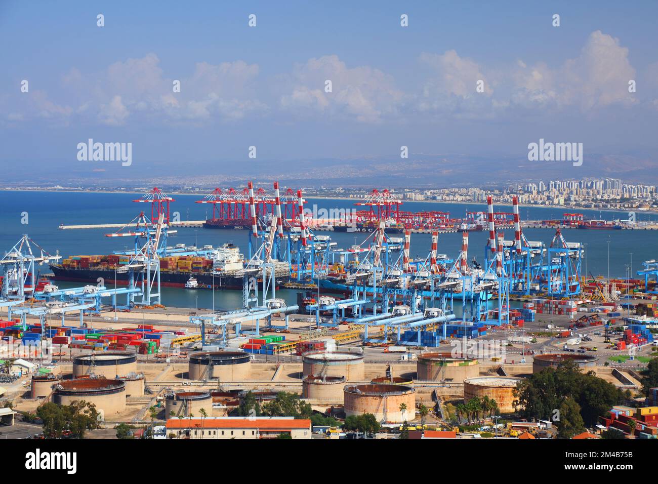 HAIFA, ISRAEL - OCTOBER 31, 2022: Overview of Port of Haifa, a major ...