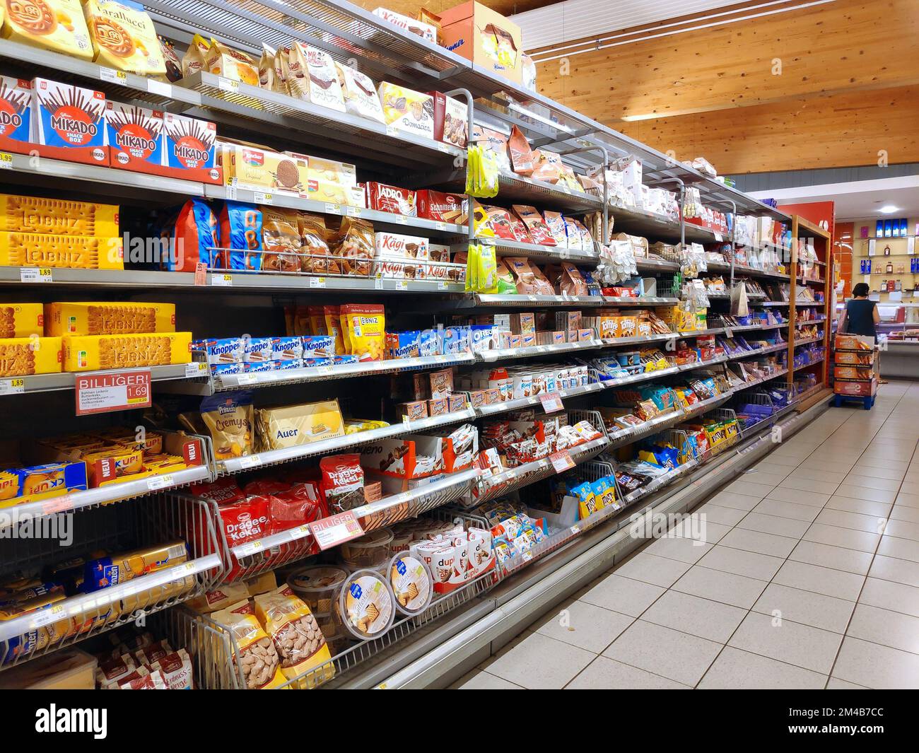 VIENNA, AUSTRIA - AUGUST 8, 2022: Austrian sweets section in Spar ...