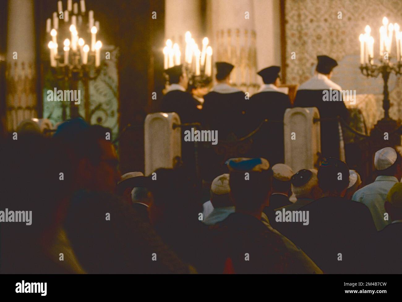 Italian Jews in the synagogue celebrating the reciprocal aknowledgment ...