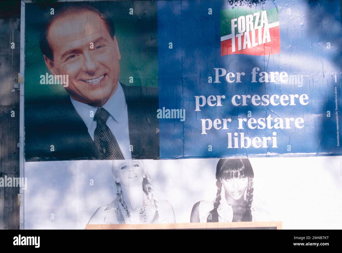 Electoral poster of Italian politician Silvio Berlusconi, Rome, Italy ...