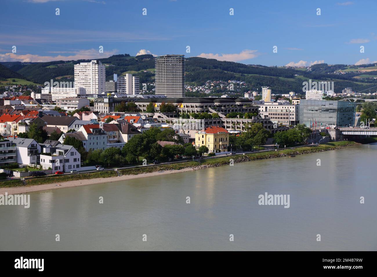 Linz city view in Austria. Danube river city skyline Stock Photo - Alamy