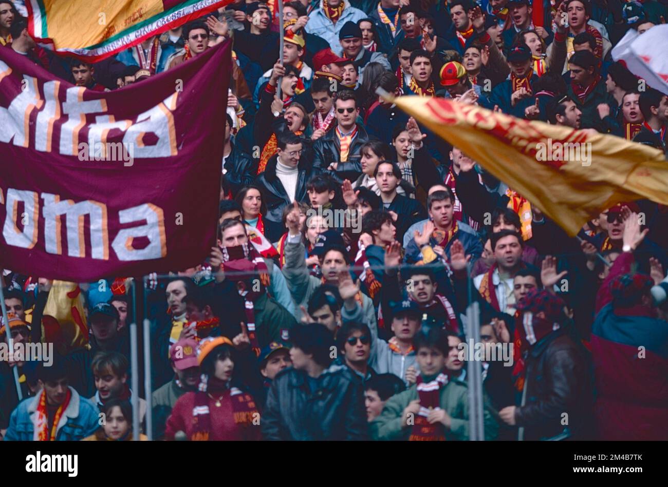 The Curva Sud with the Roma football club supporters during the match ...