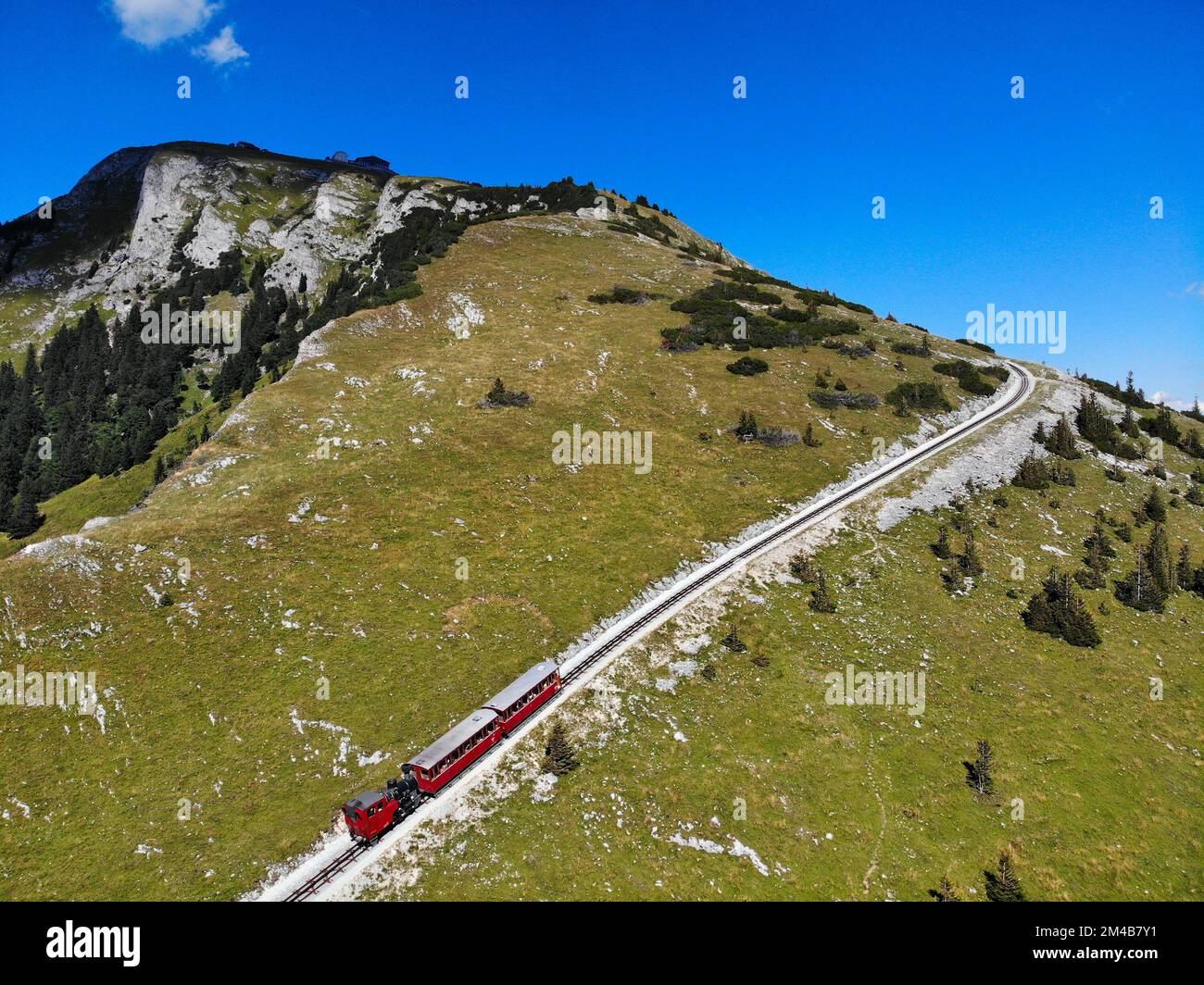 Schafberg mountain in Salzkammergut region of Austria. Schafberg rack ...