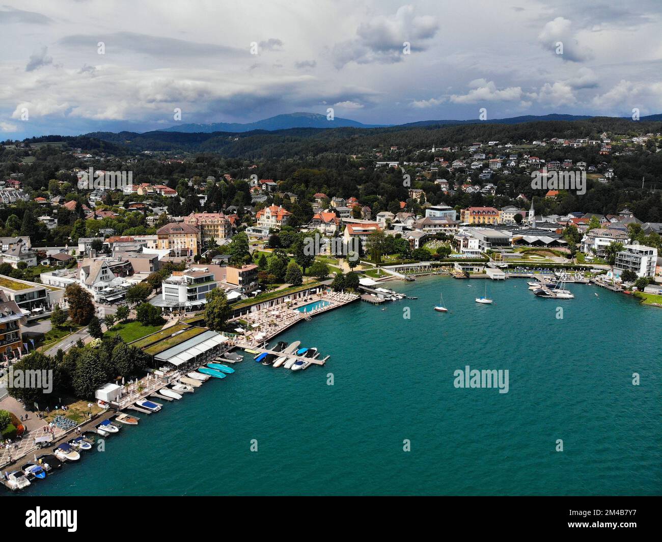 Worthersee mountain lake in Austrian Alps. Austria landscape in State ...