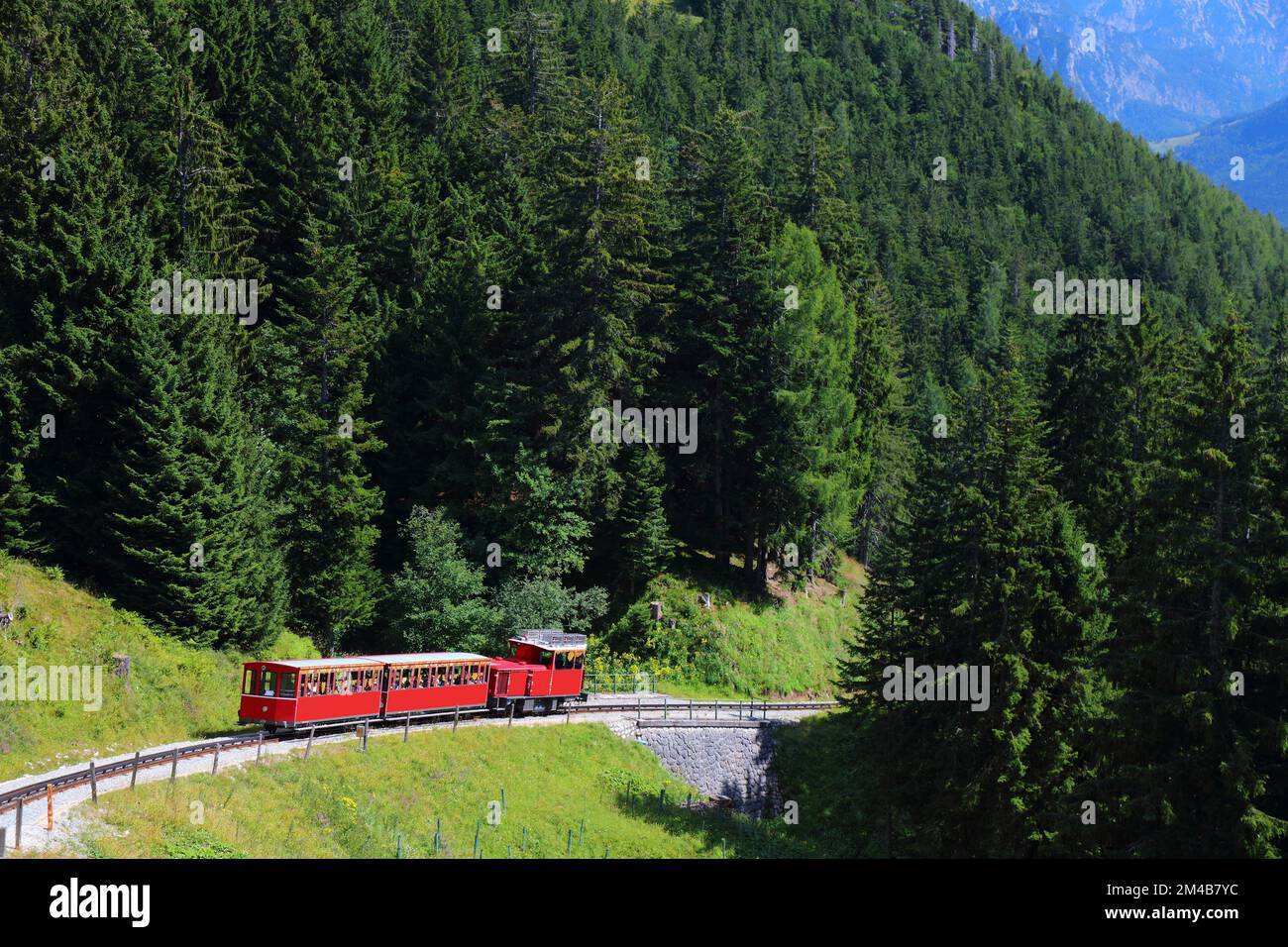 Schafberg mountain in Salzkammergut region of Austria. Schafberg rack ...