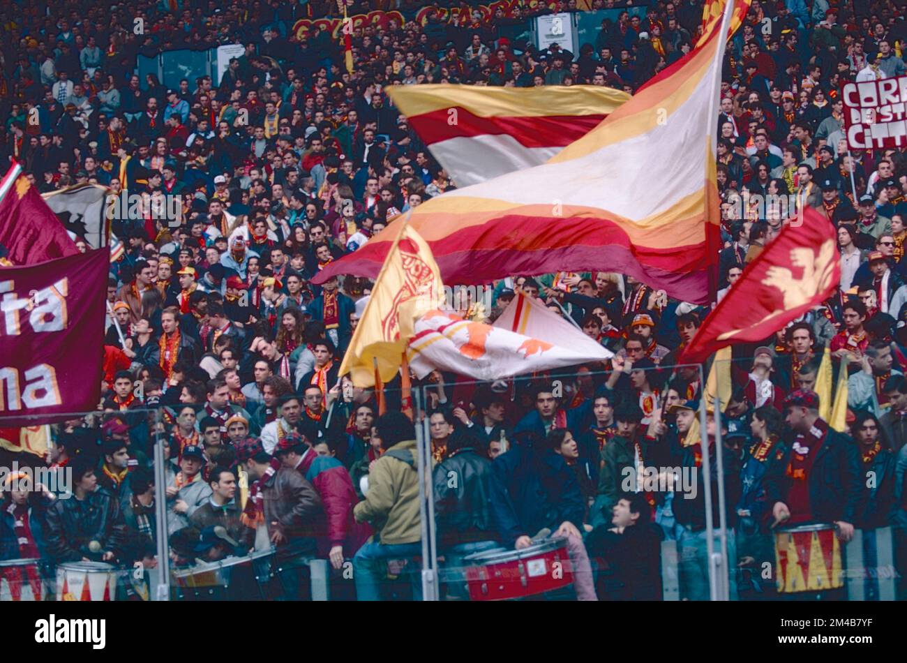 The Curva Sud with the Roma football club supporters during the match ...