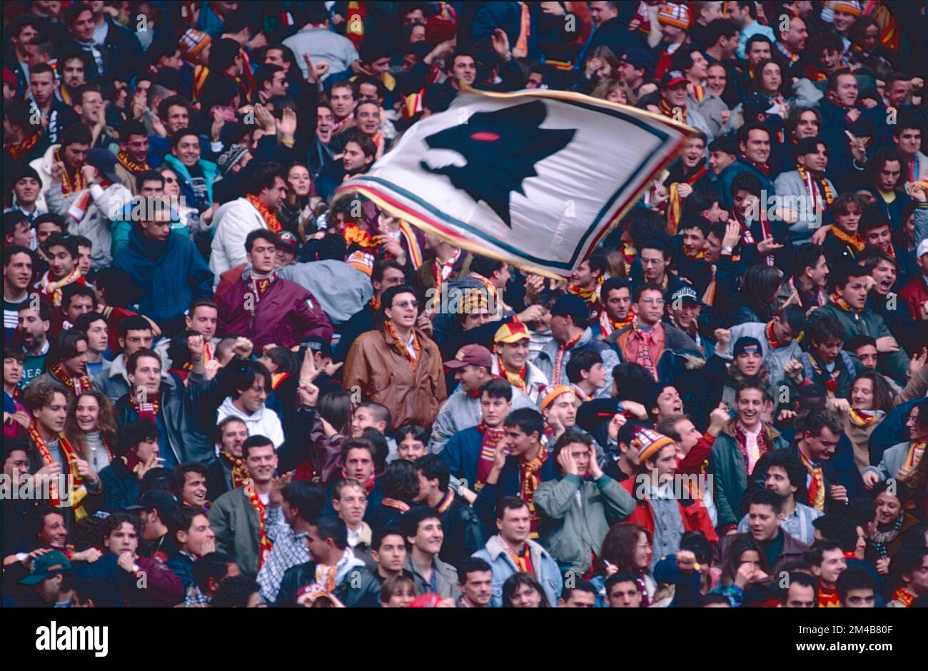 The Curva Sud with the Roma football club supporters during the match ...