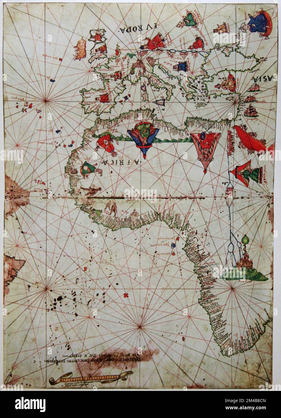 Atlantic Ocean Nautical Chart by Italian map-maker Viscount Maggiolo ...