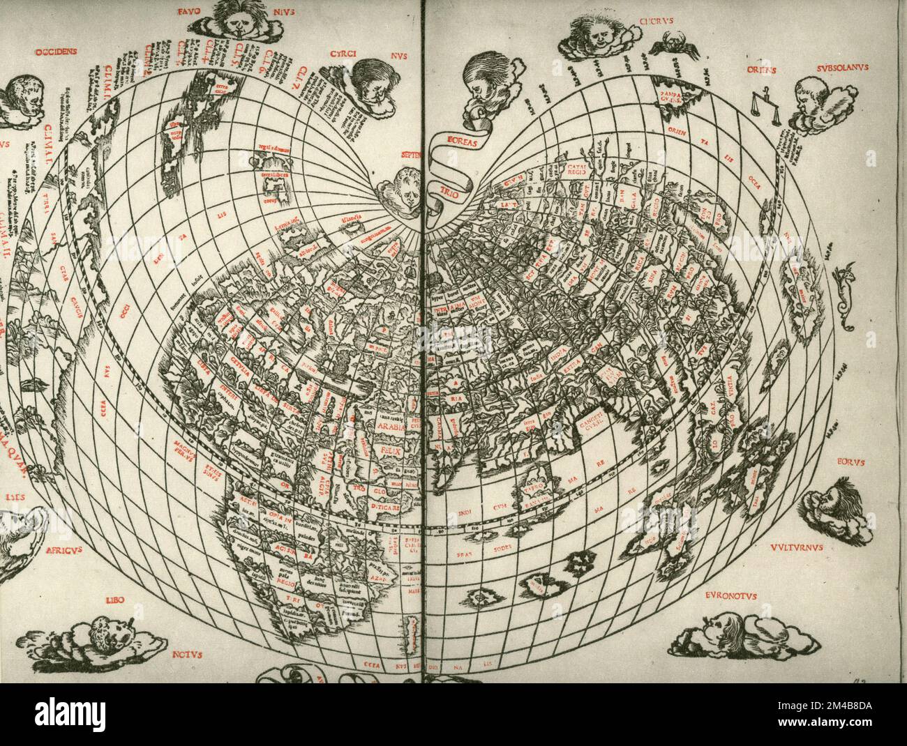 World map globe by Italian geographer Bernardo Silvano, 1511 Stock ...