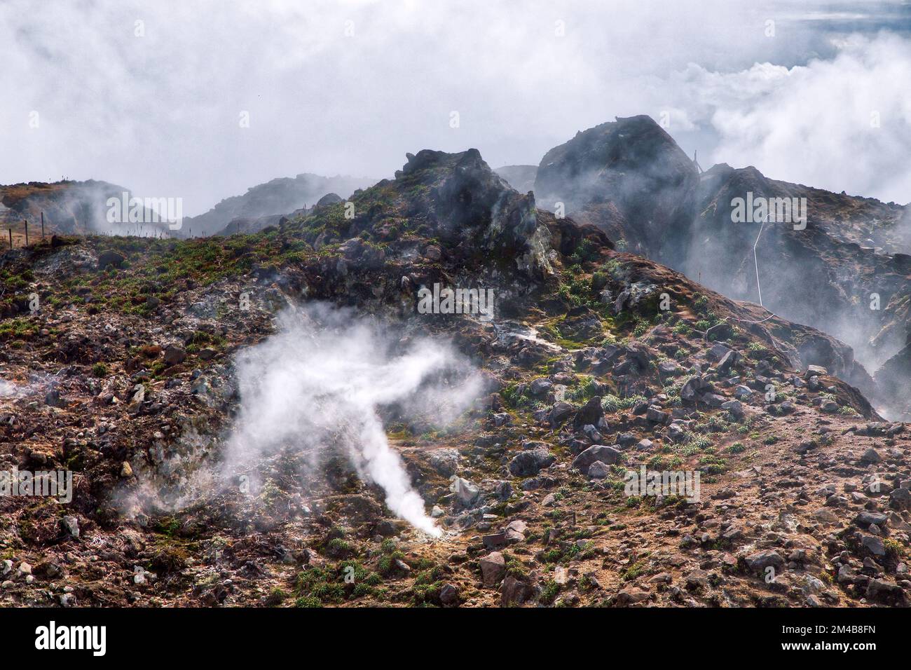 Volcano La Soufriere in Guadeloupe. Natural landmark active volcano ...