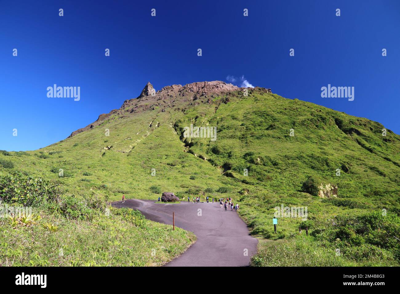 Volcano La Soufriere hiking trail in Guadeloupe. Natural landmark ...