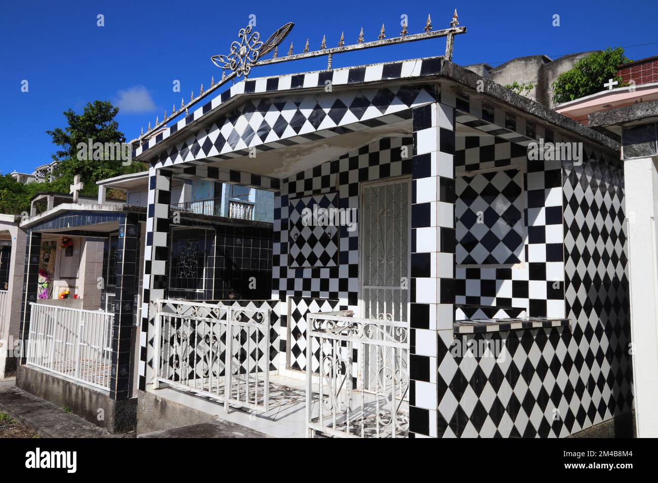 Guadeloupe black white tiled cemetery of Morne-a-l'Eau. Grande-Terre ...