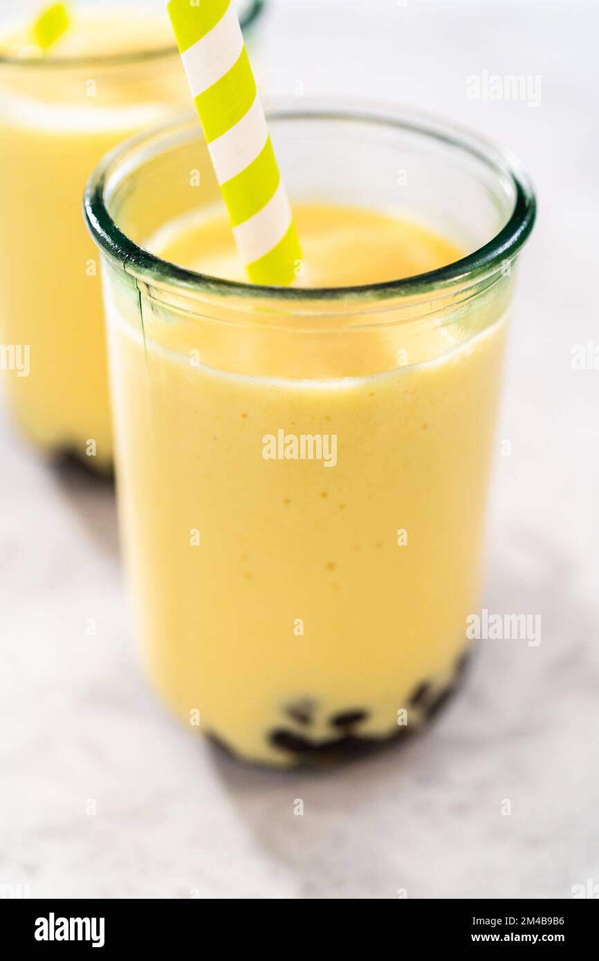 Mango boba smoothie Stock Photo - Alamy