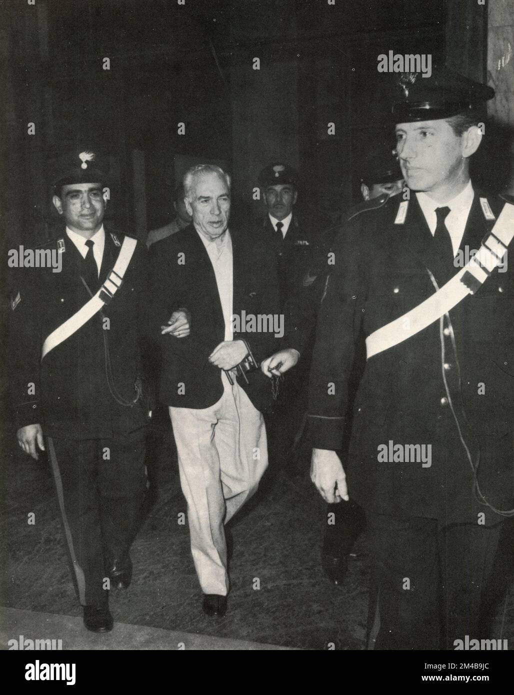 Italian-American crime boss and mafia mobster Joe Adonis taken to court, Milan, Italy 1950s ...