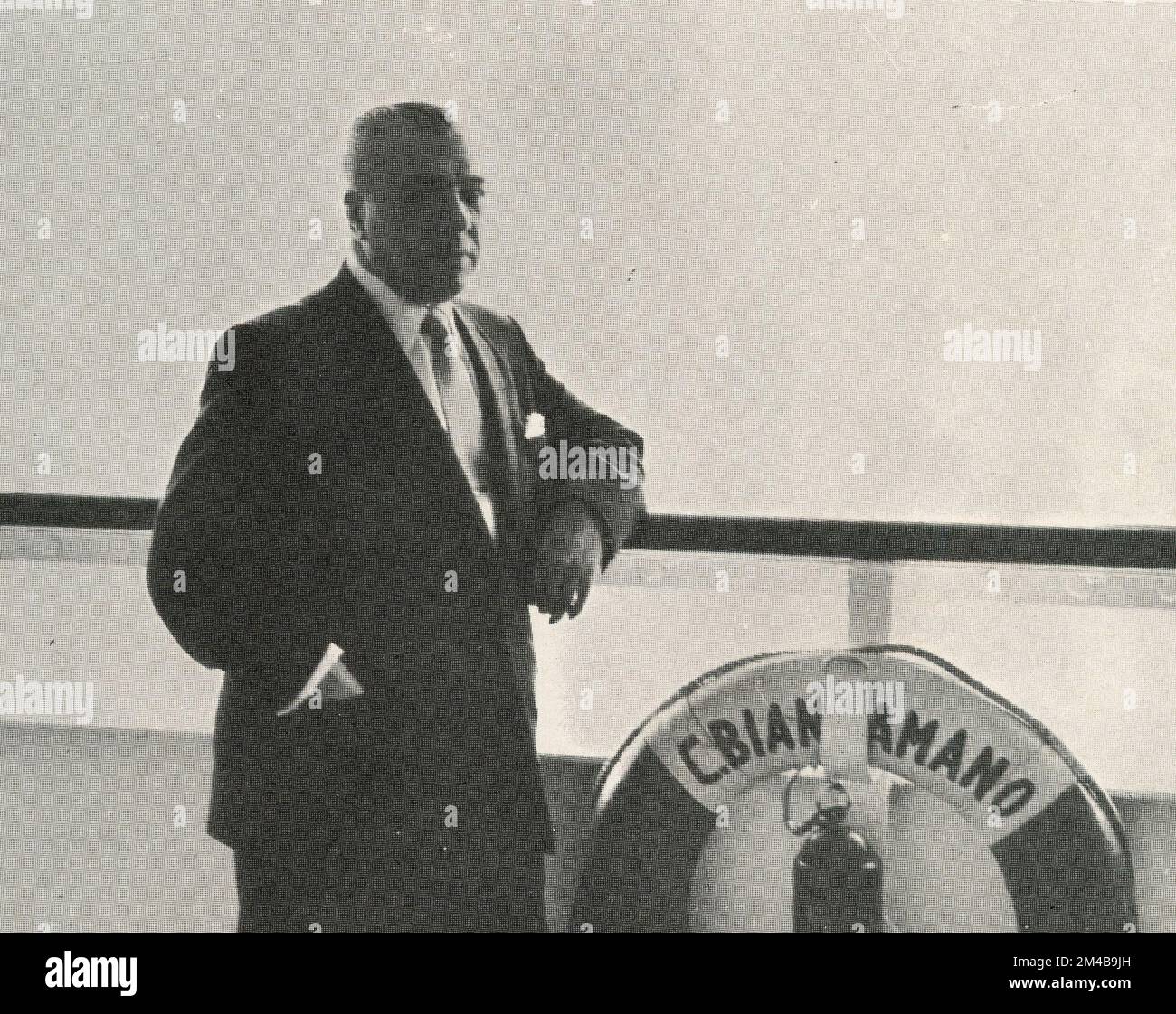 Italian-American crime boss and mafia mobster Joe Adonis onboard the liner Biancamano going back ...