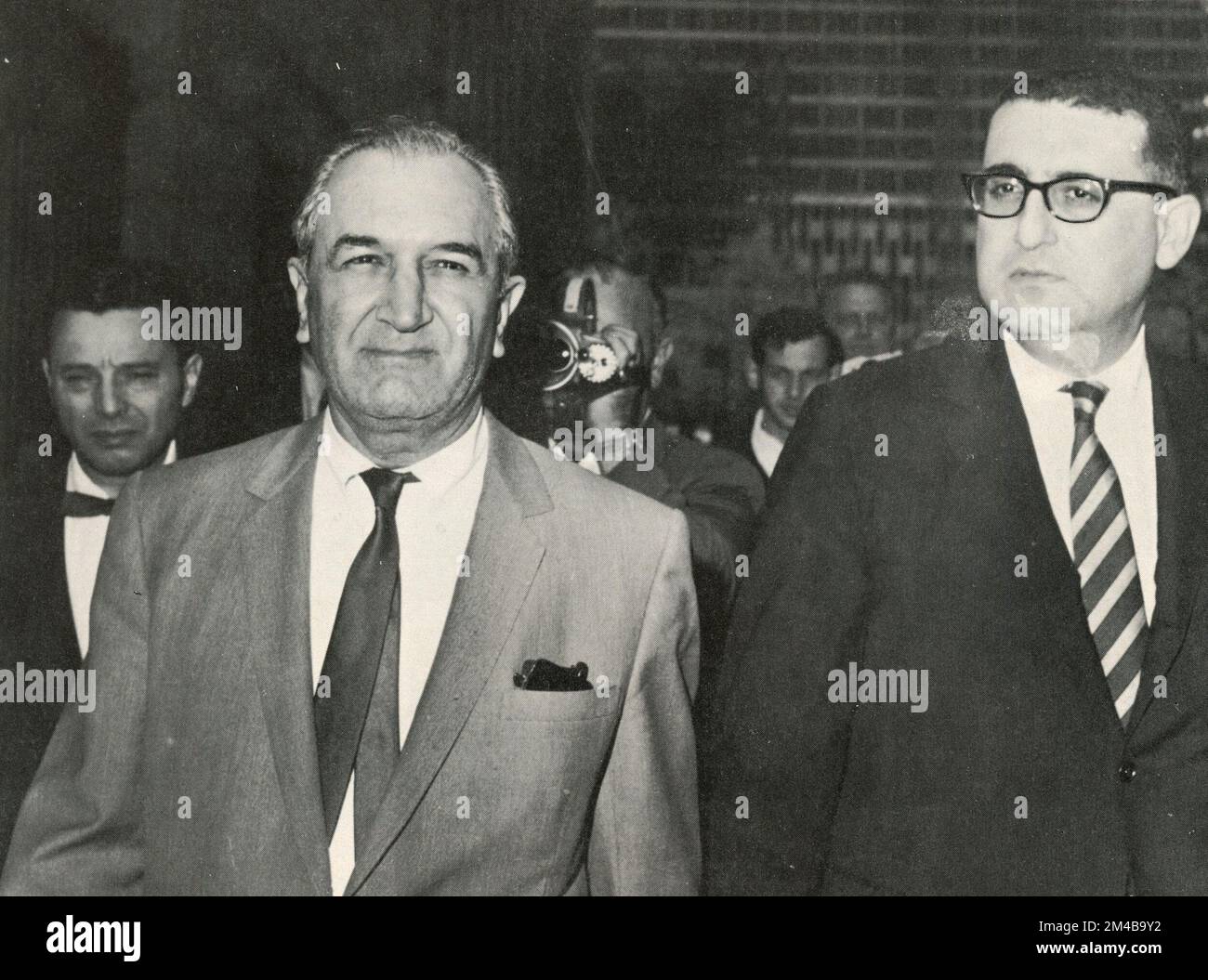 Italian-born American gangster and mafia mobster Joseph Bonanno aka Joe Bananas (left), USA ...