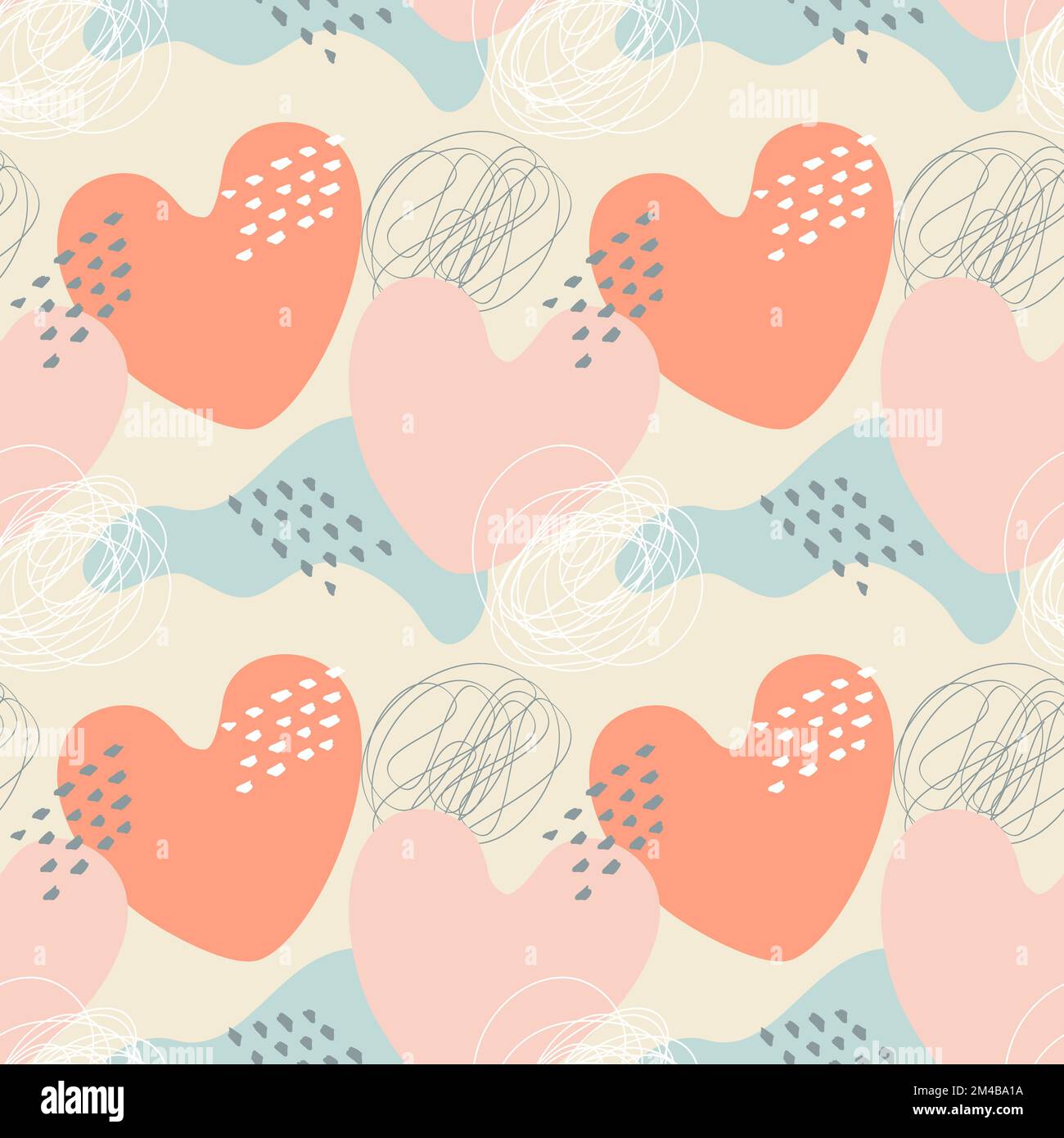 Pattern heart love, boho style, wedding and Valentines day, pastel ...