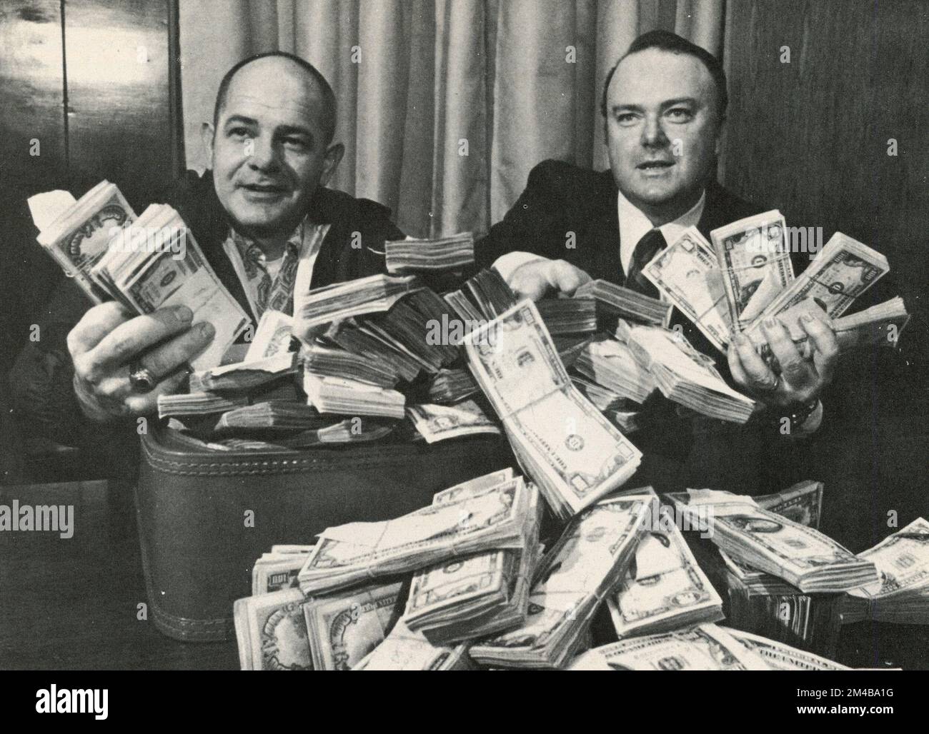 A Federal Bureau of Narcotics agent founding money from drug dealers ...