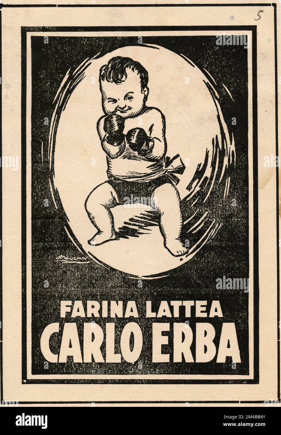 Vintage newspaper ad of milky flour Carlo Erba, Italy 1920s Stock Photo ...