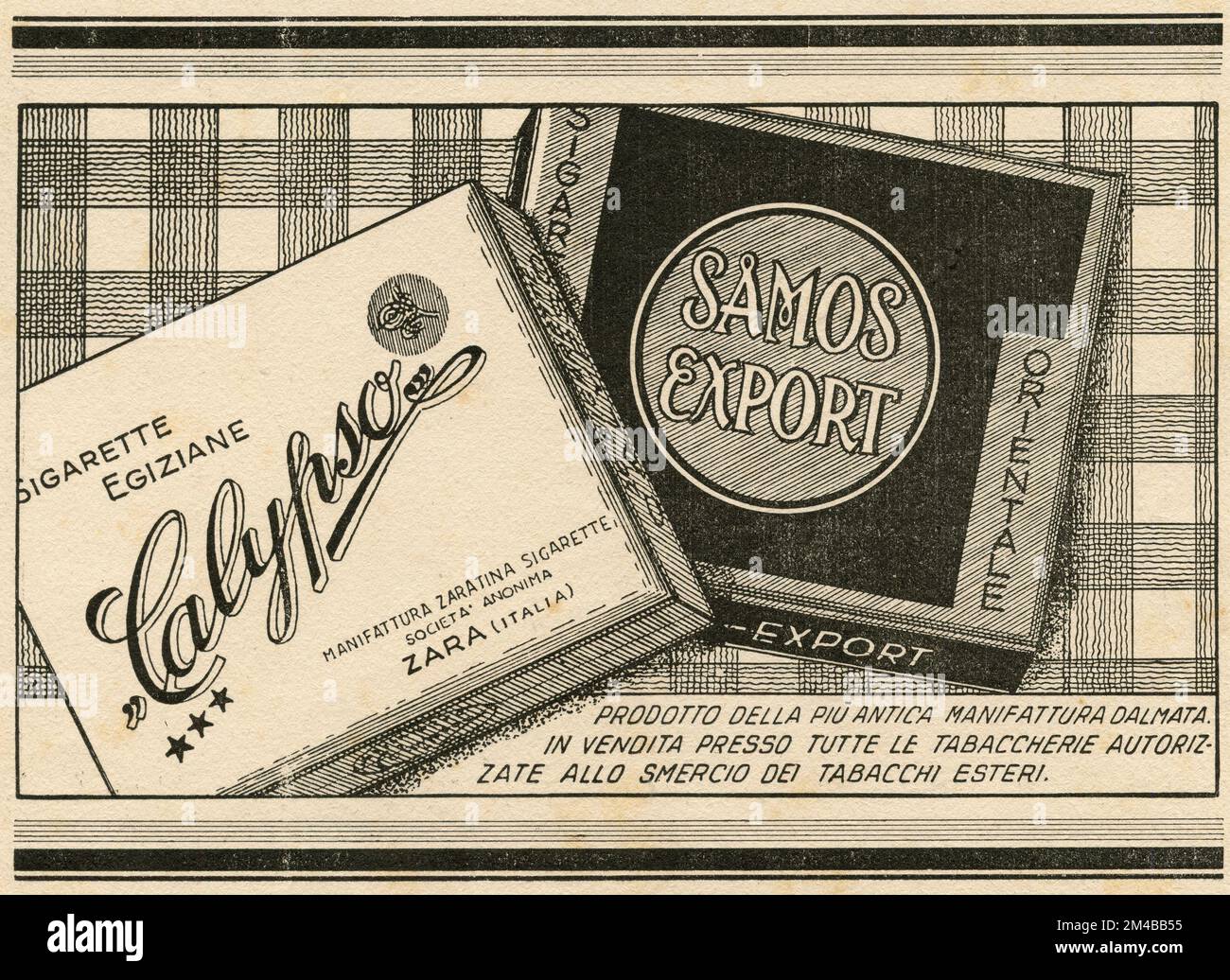 Vintage newspaper ad of Calypso and Samos Export cigarettes, Italy ...