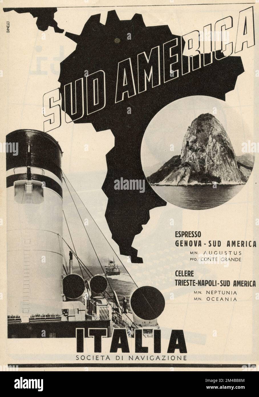 Vintage newspaper ad of Italia navigation company ship cruise, Italy ...