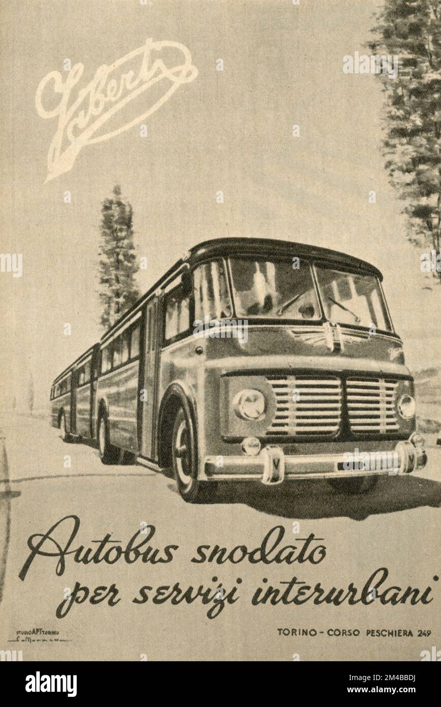 Vintage newspaper ad of Viberti articulated bus, Italy 1930s Stock ...
