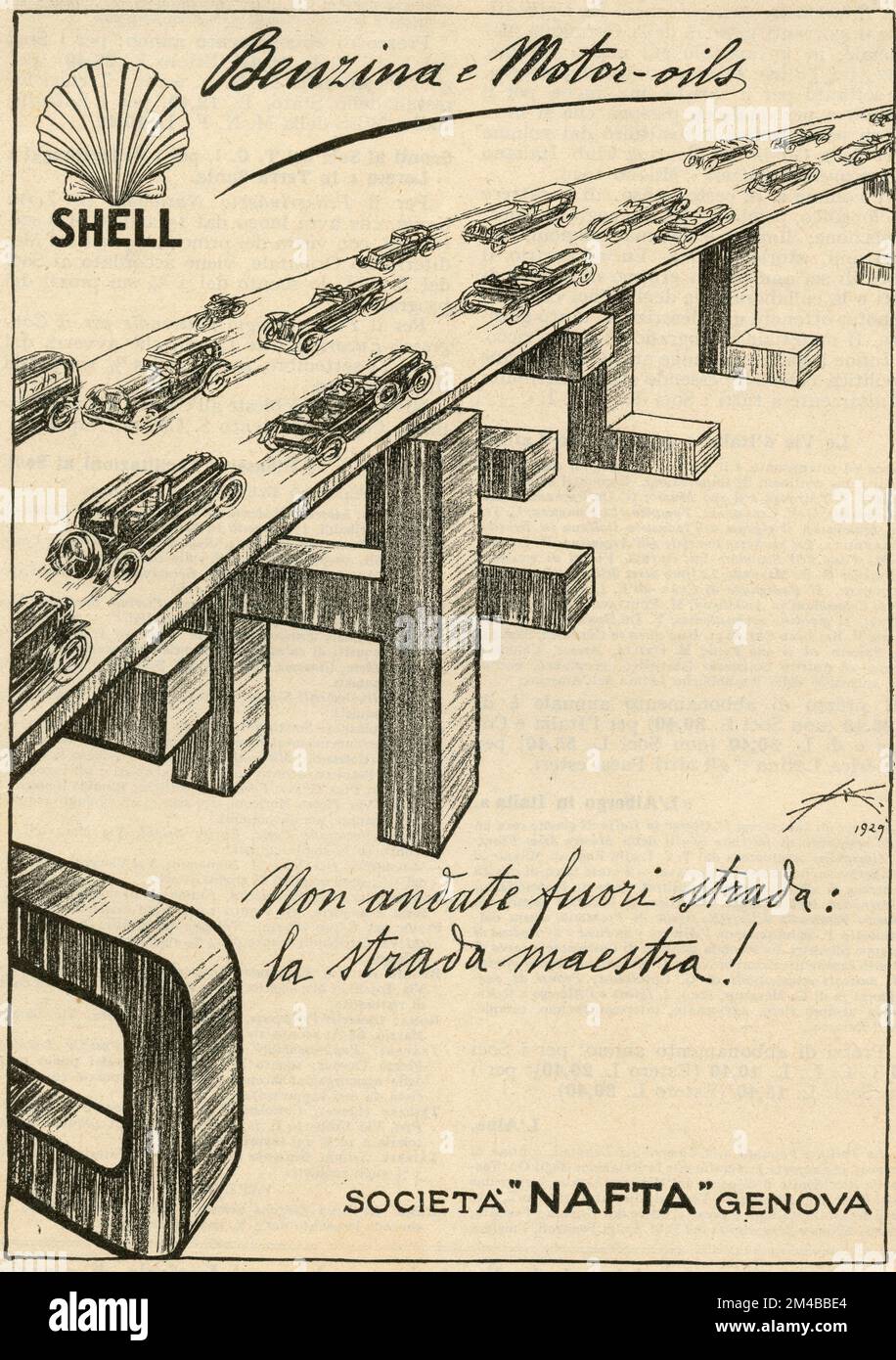 Vintage newspaper ad of Shell gasoline, Italy 1920s Stock Photo - Alamy