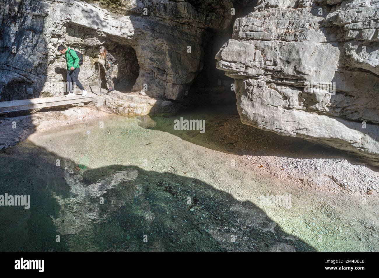 dolomiti bellunesi national park: canyon of the soffia waterfall ...