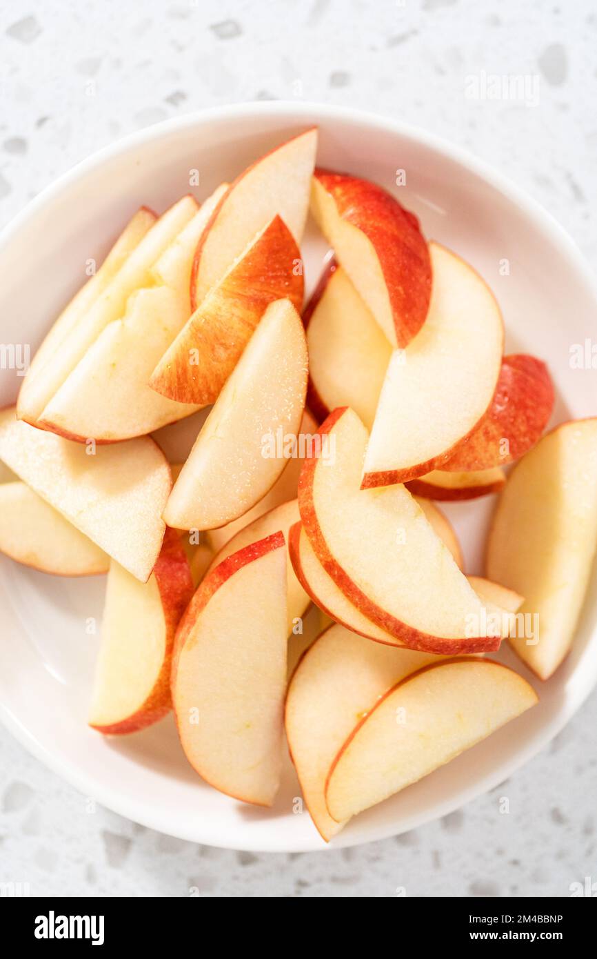 Sliced red apples Stock Photo - Alamy