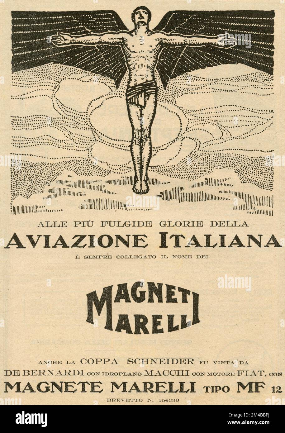 Vintage newspaper ad of Magneti Marelli, Italy 1930s Stock Photo - Alamy