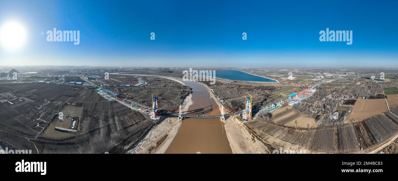 Aerial photos show the Yellow River Highway Bridge Expansion Project is ...