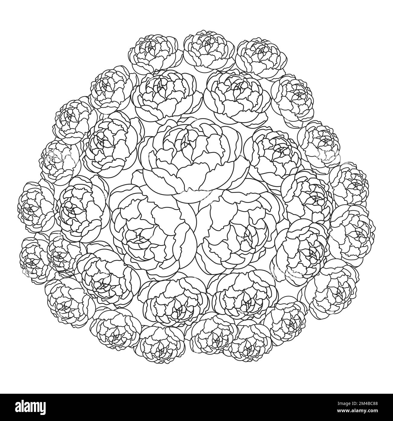 peony flower bouquet doodle art of flower coloring page outline vector ...