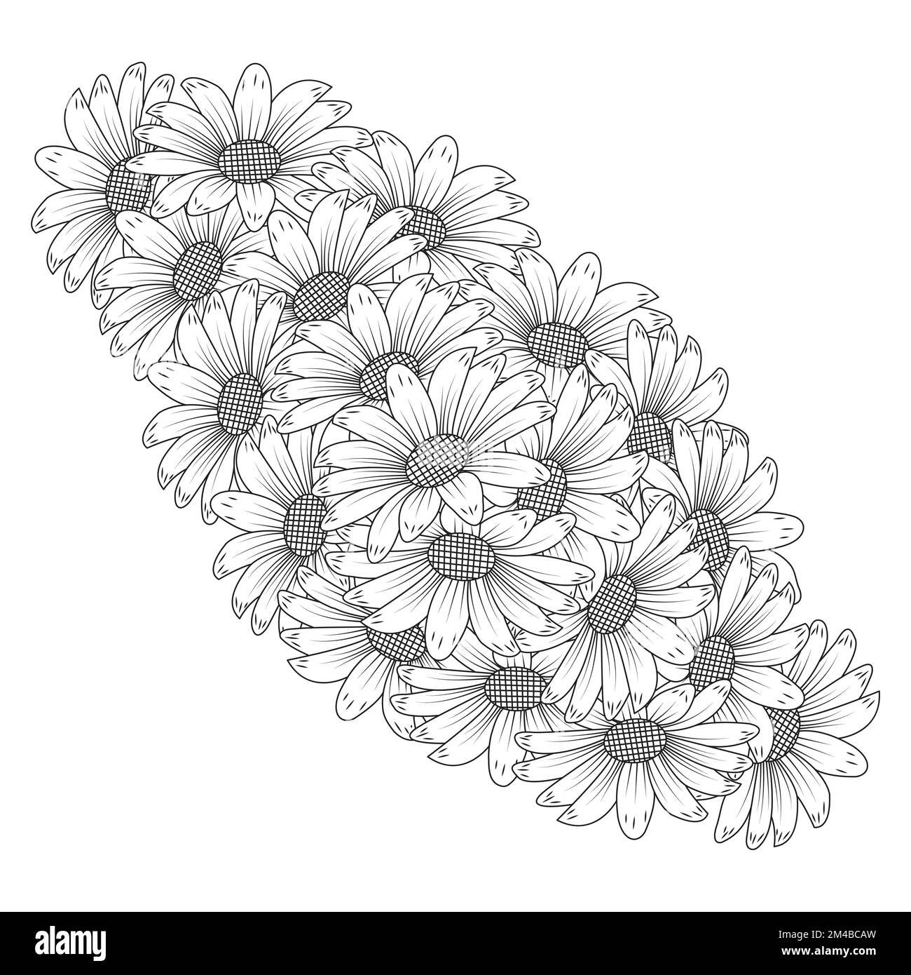 peony flower bouquet doodle art of flower coloring page outline vector ...