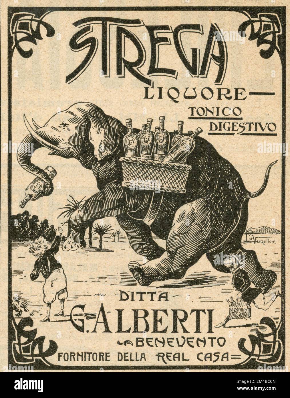 Vintage newspaper ad of Strega liqueur, Italy 1920s Stock Photo - Alamy