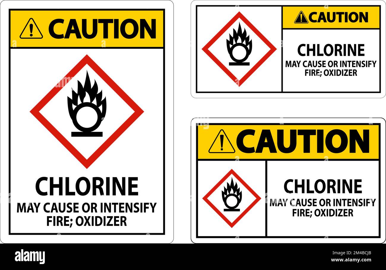 Caution Chlorine May Cause Or Intensify Fire GHS Sign Stock Vector ...